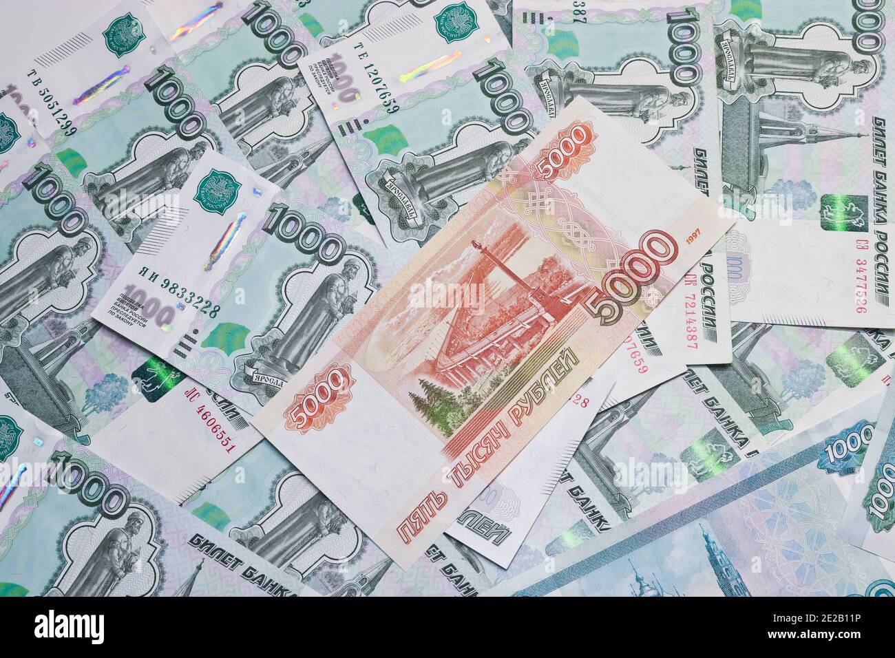 Currency Russian rubles - paper banknotes of Russian rubles. Money ...