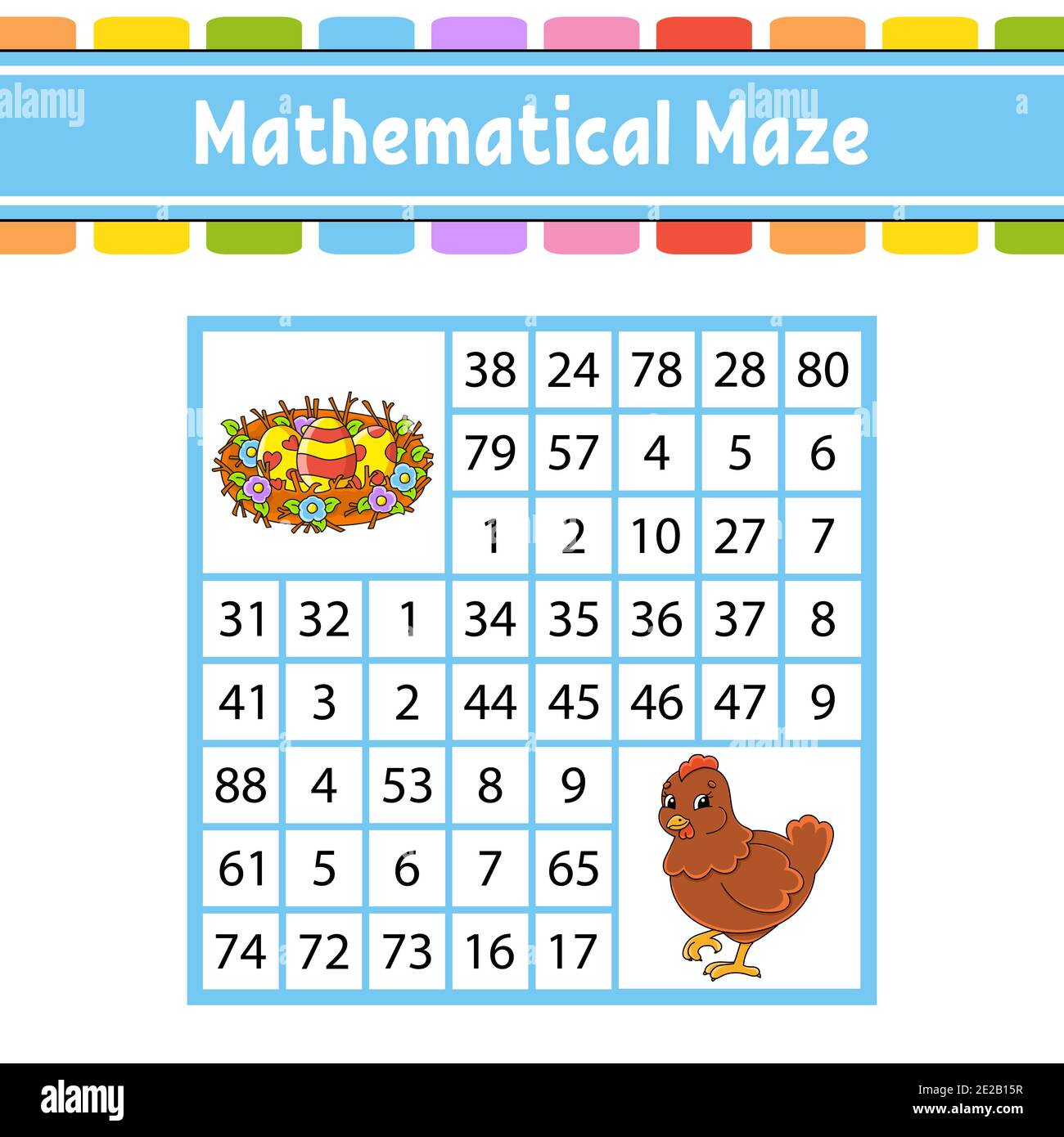 Mathematical maze. Game for kids. Number labyrinth. Education ...