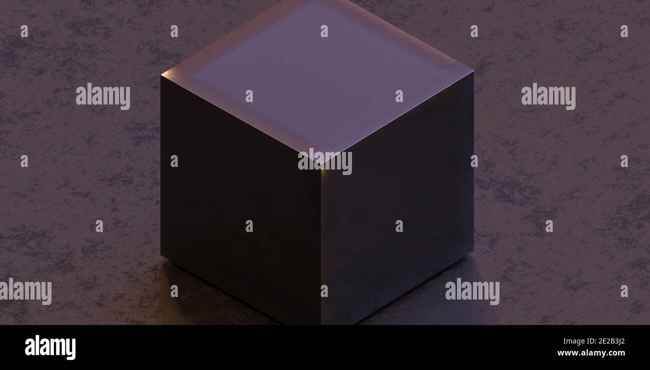 abstract black cube geometric shape 3d render illustration Stock Photo ...