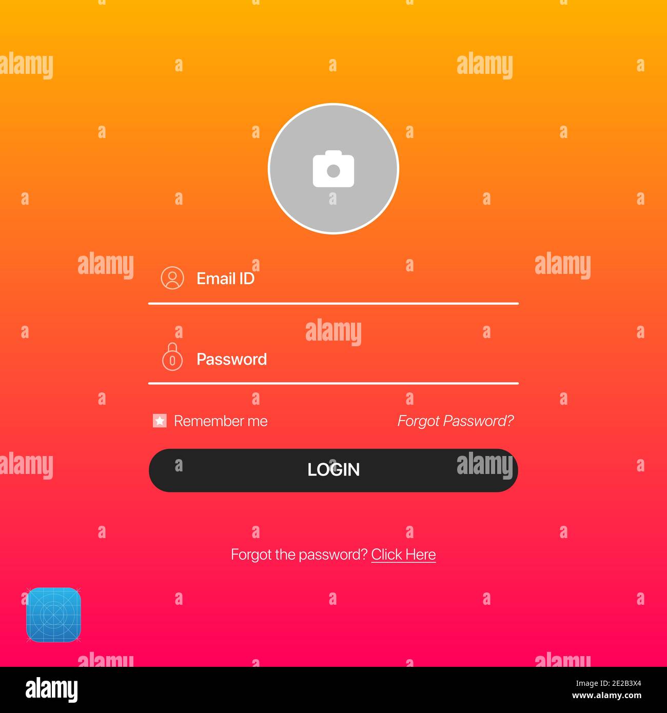 Sign In Screen Orange Gradient UI Concept. Authorization Login Form ...