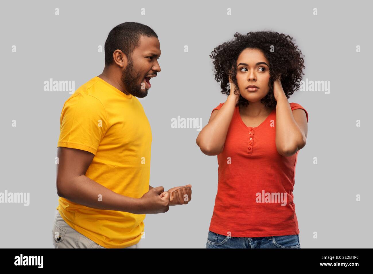 african american couple having argument Stock Photo - Alamy
