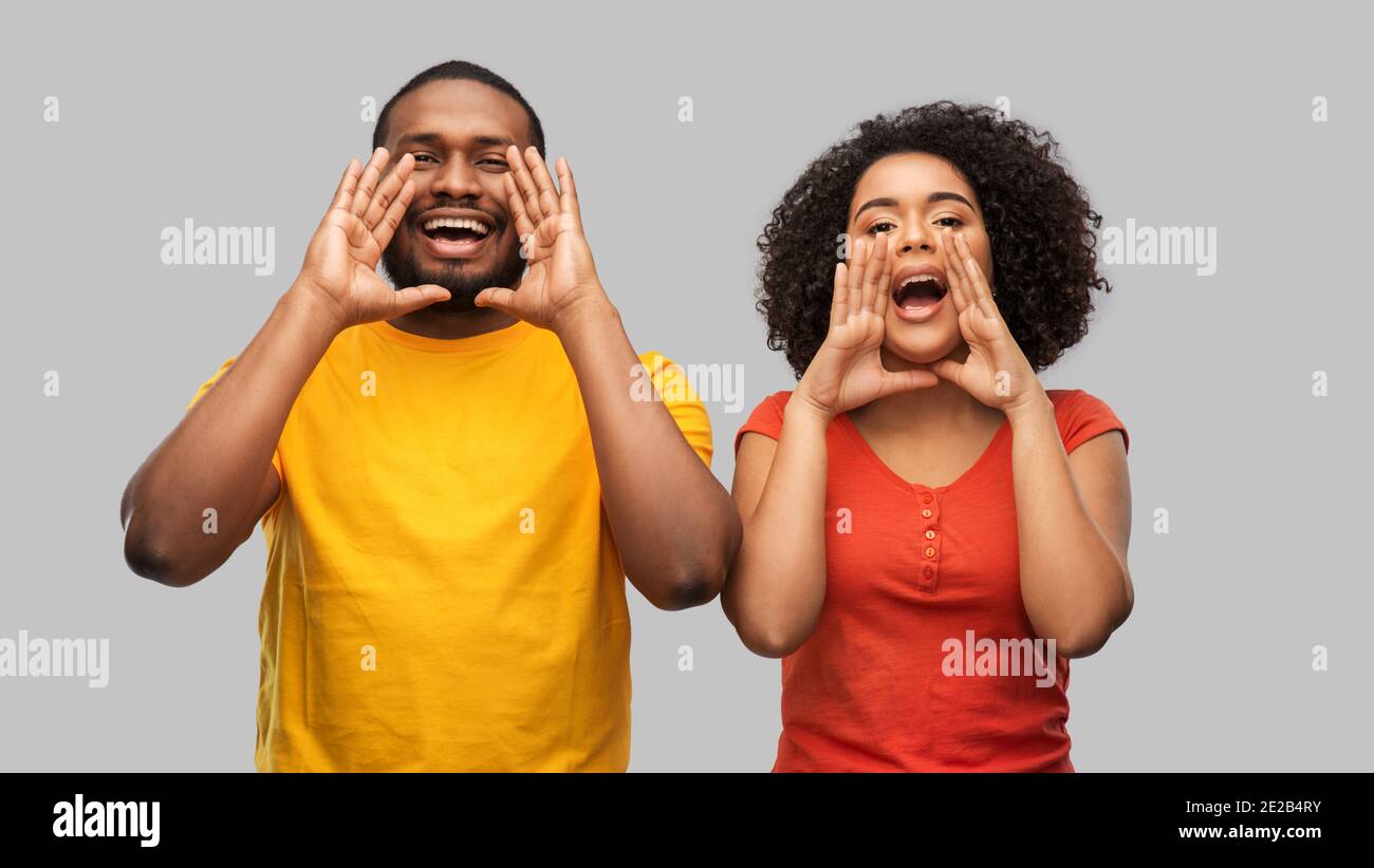 happy african american couple calling Stock Photo - Alamy