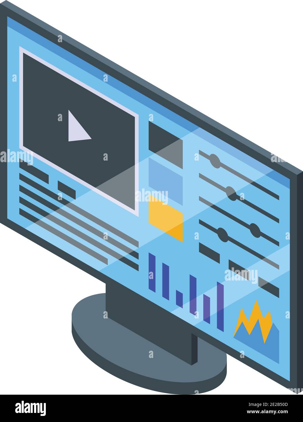 Monitor control video icon. Isometric of monitor control video vector ...