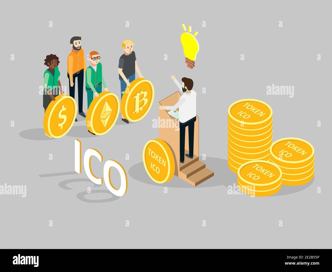 ICO concept vector isometric illustration Stock Vector Image & Art - Alamy