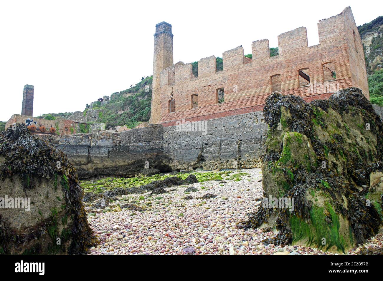 Porth Wen brickworks and beach Anglesey Stock Photo - Alamy