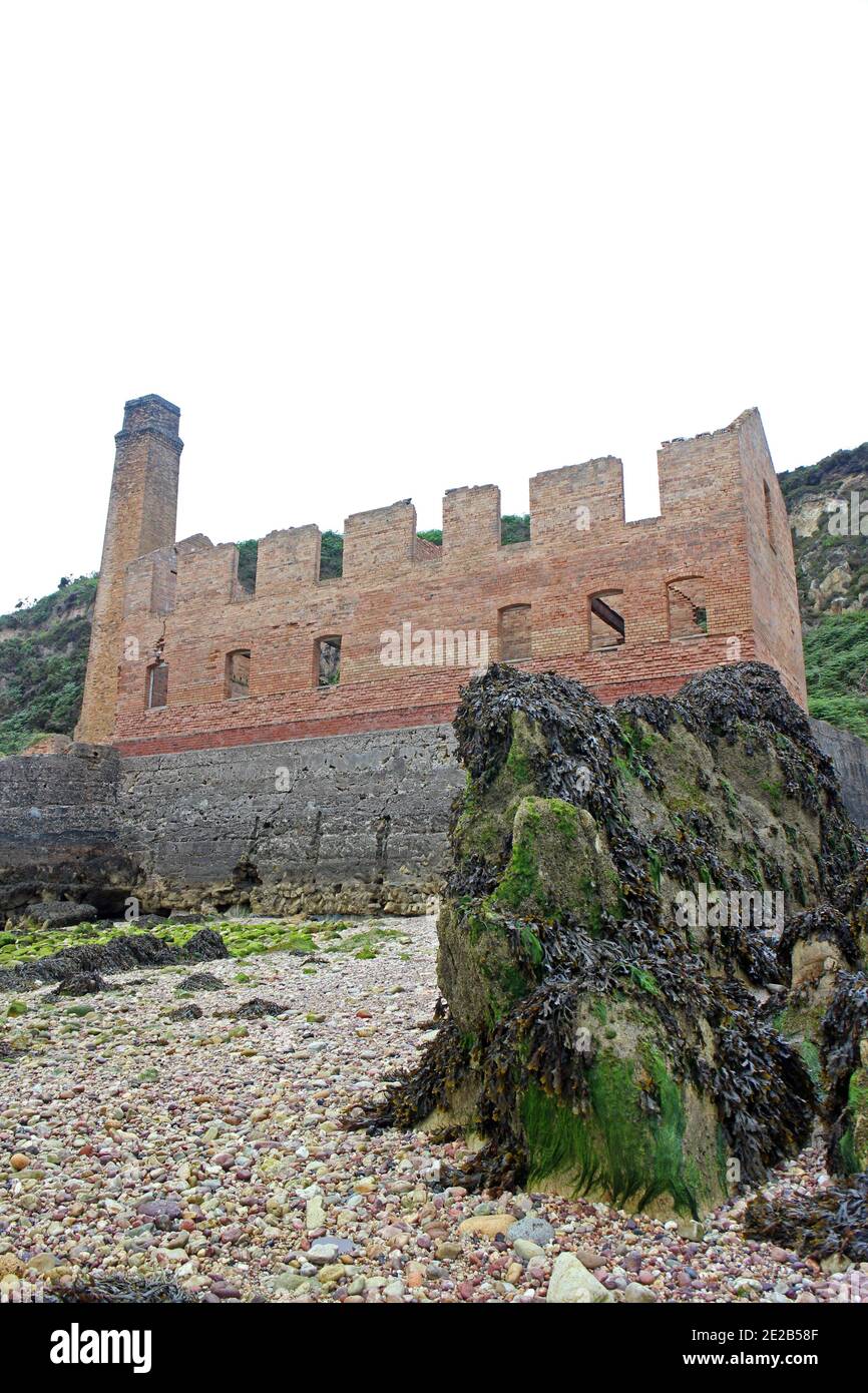 Porth Wen brickworks and beach Anglesey Stock Photo - Alamy