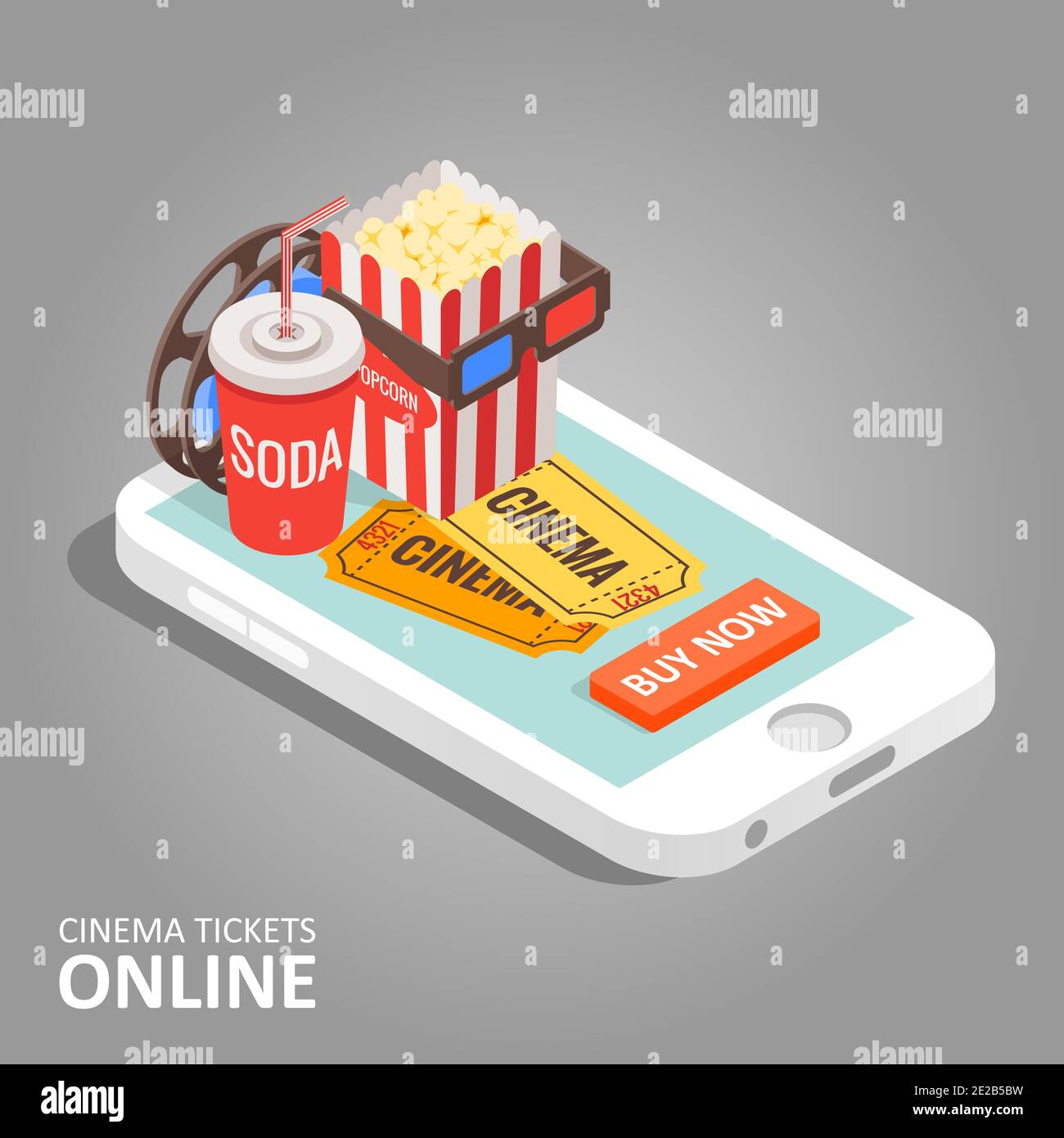 Cinema tickets online vector illustration Stock Vector Image & Art - Alamy