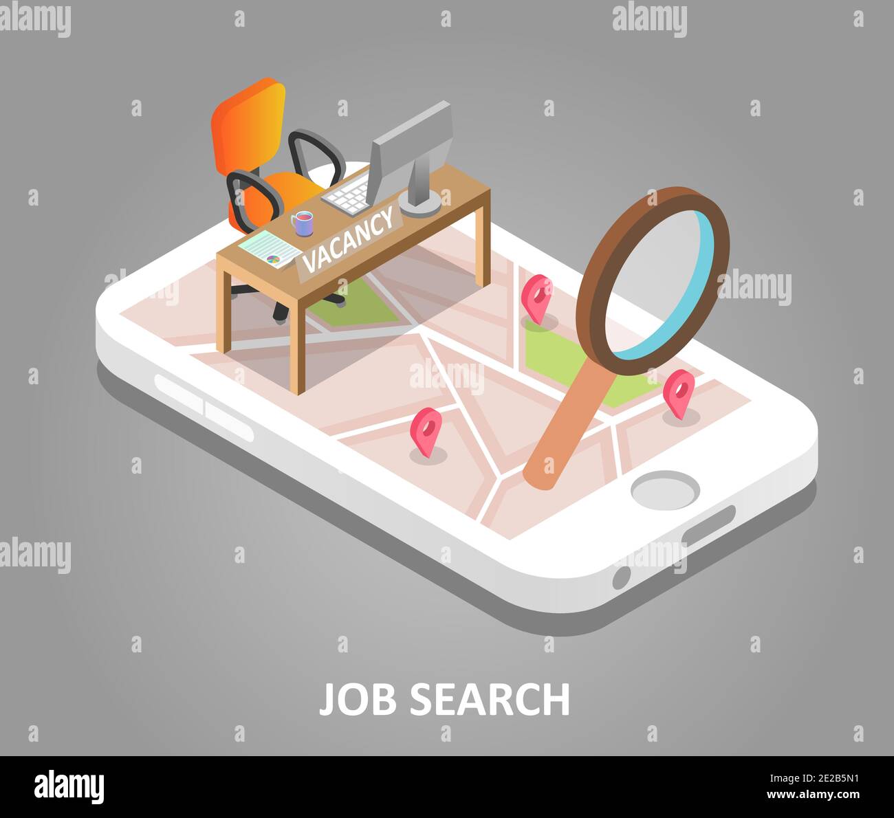 Online job search vector isometric illustration Stock Vector Image ...
