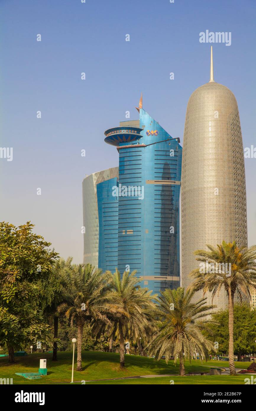 Qatar, Doha, West Bay buildings Stock Photo - Alamy