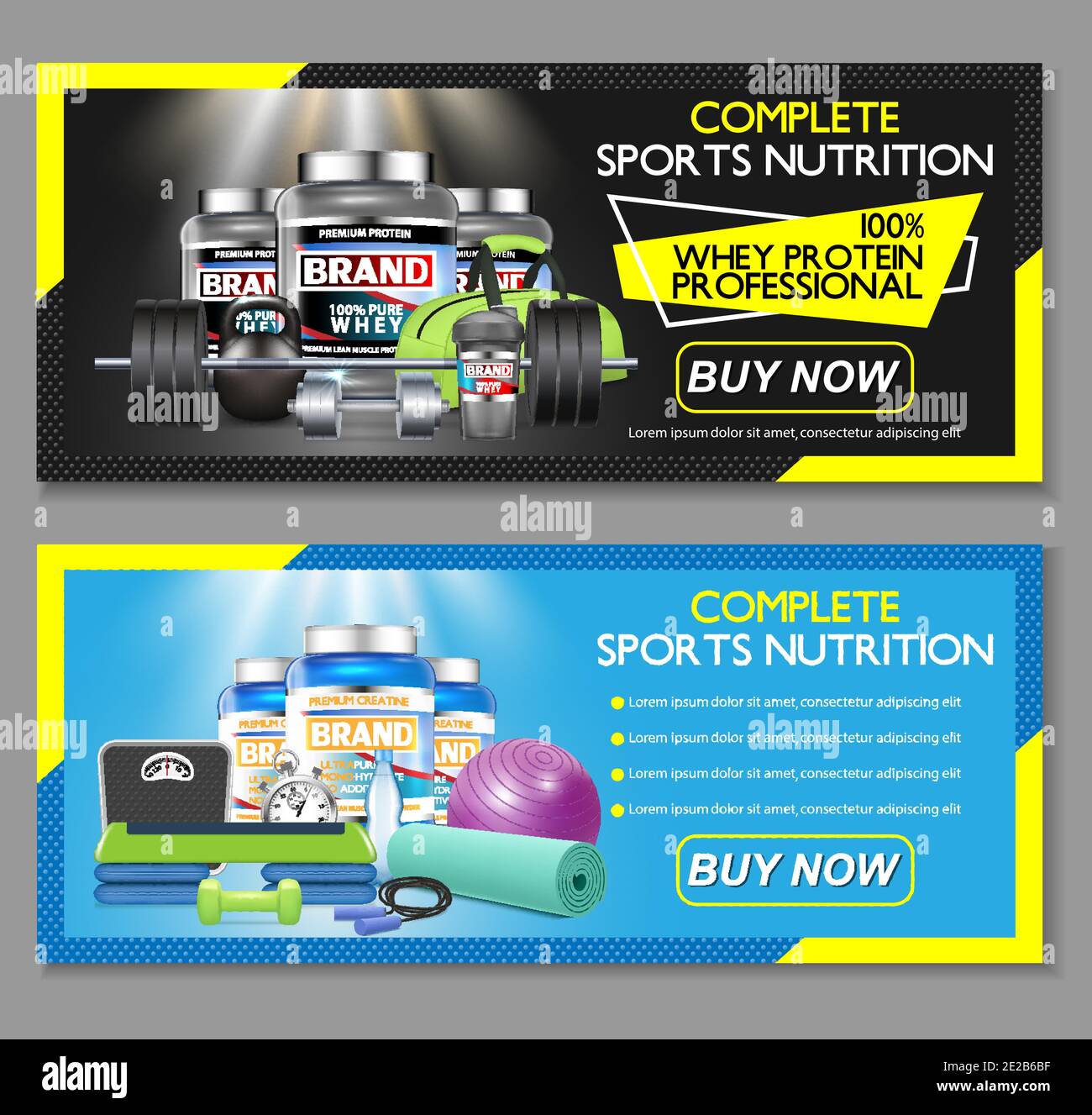 Complete sports nutrition vector banner set Stock Vector Image & Art ...