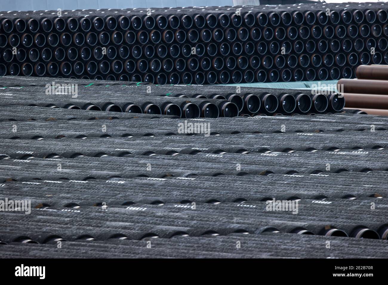 Sassnitz Mukran, Germany. 06th Jan, 2021. Pipes for the construction of ...