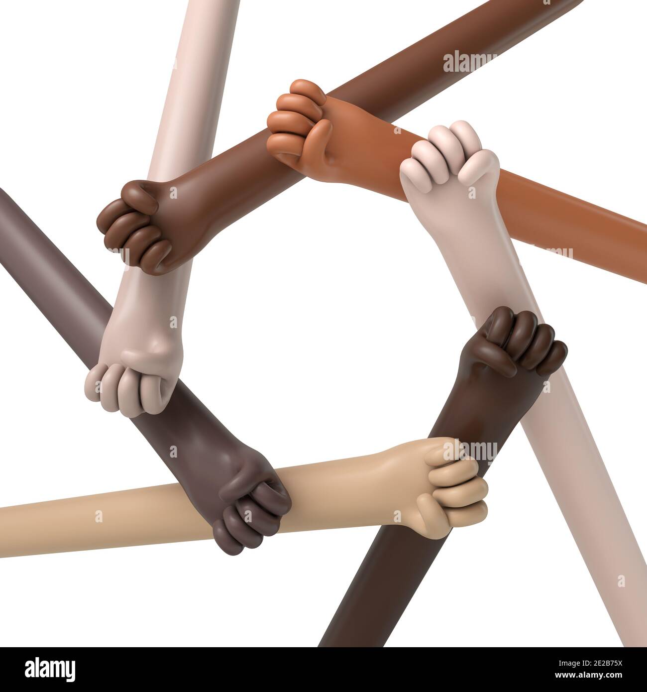Multi ethnic hands in a circle. Political protest concept. 3D Rendering ...