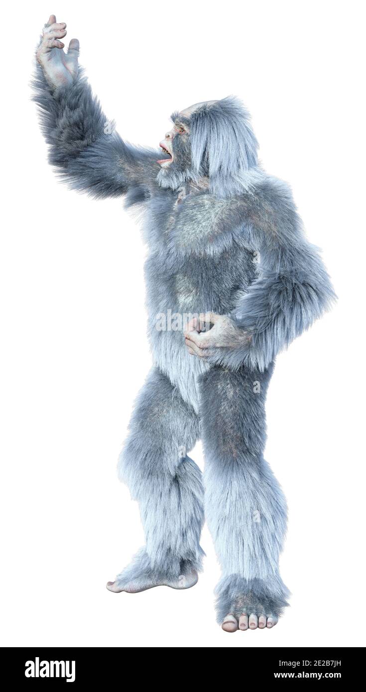 3D rendering of a fantasy creature yeti isolated on white background ...
