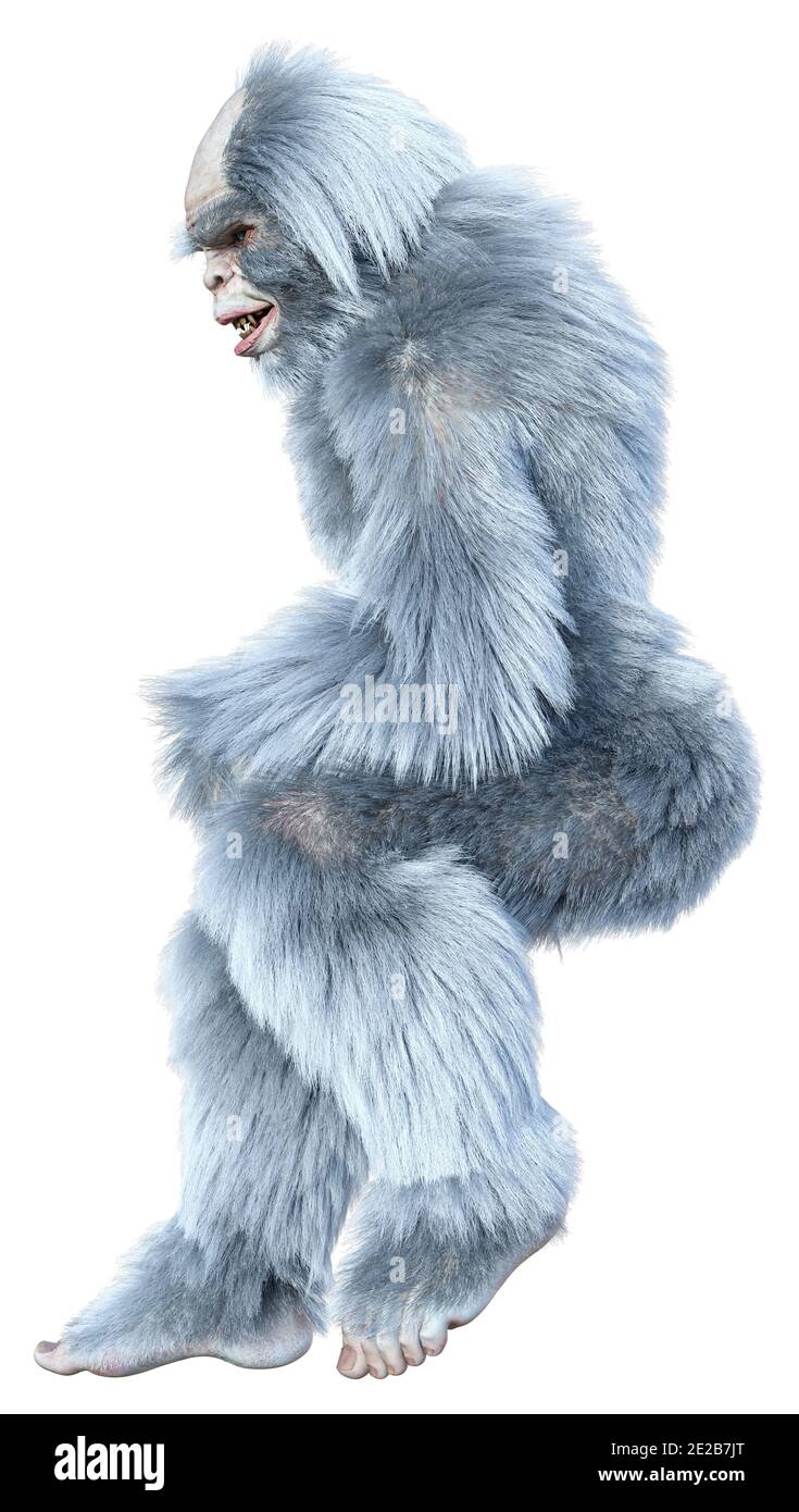 3D rendering of a fantasy creature yeti isolated on white background ...