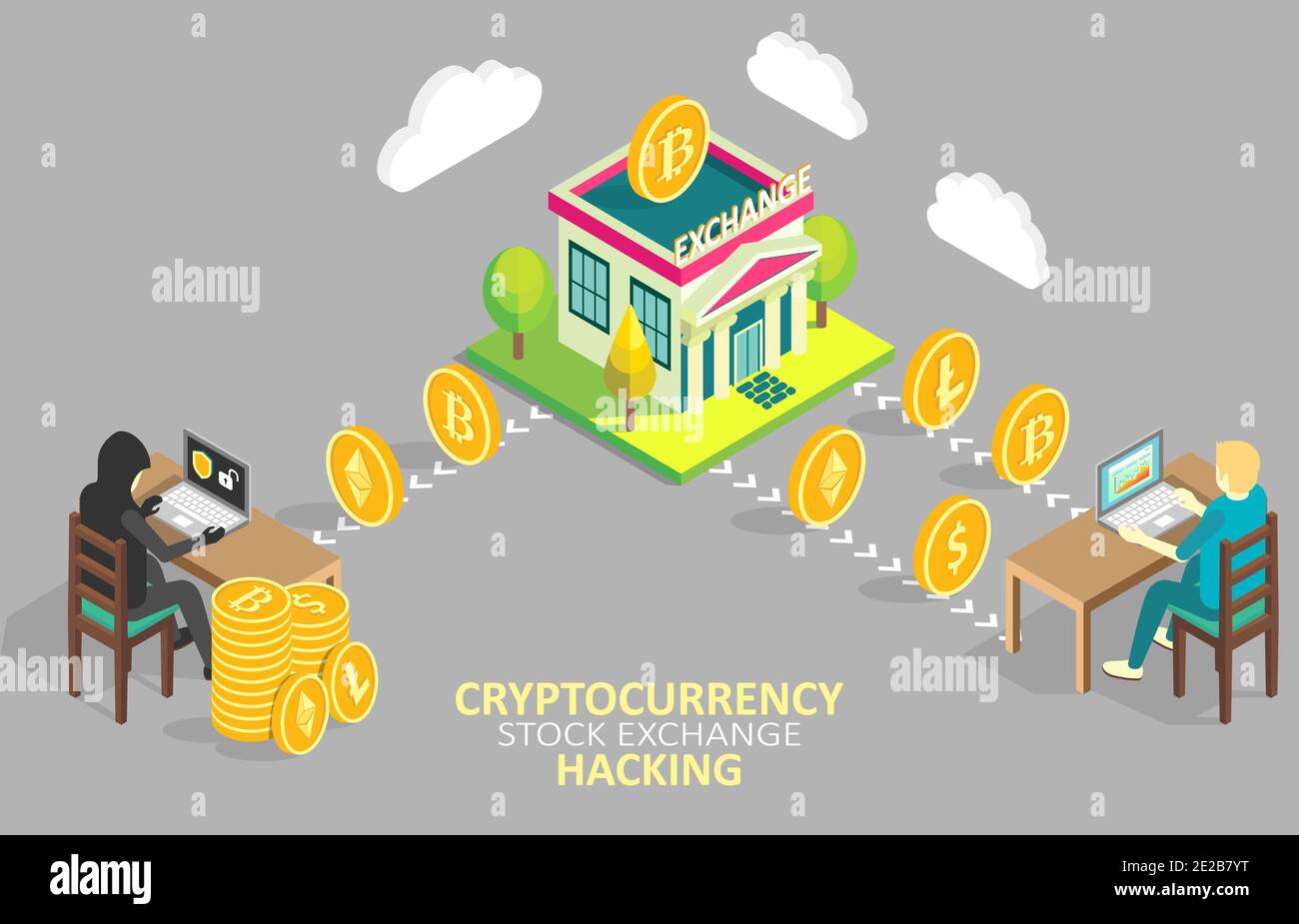 Crypto stock exchange hacking vector illustration Stock Vector Image ...
