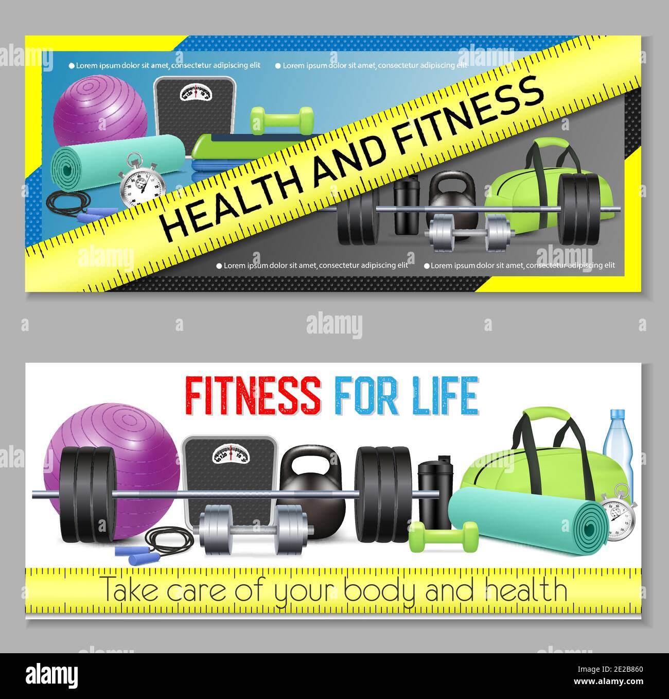 Vector fitness horizontal banner set Stock Vector Image & Art - Alamy