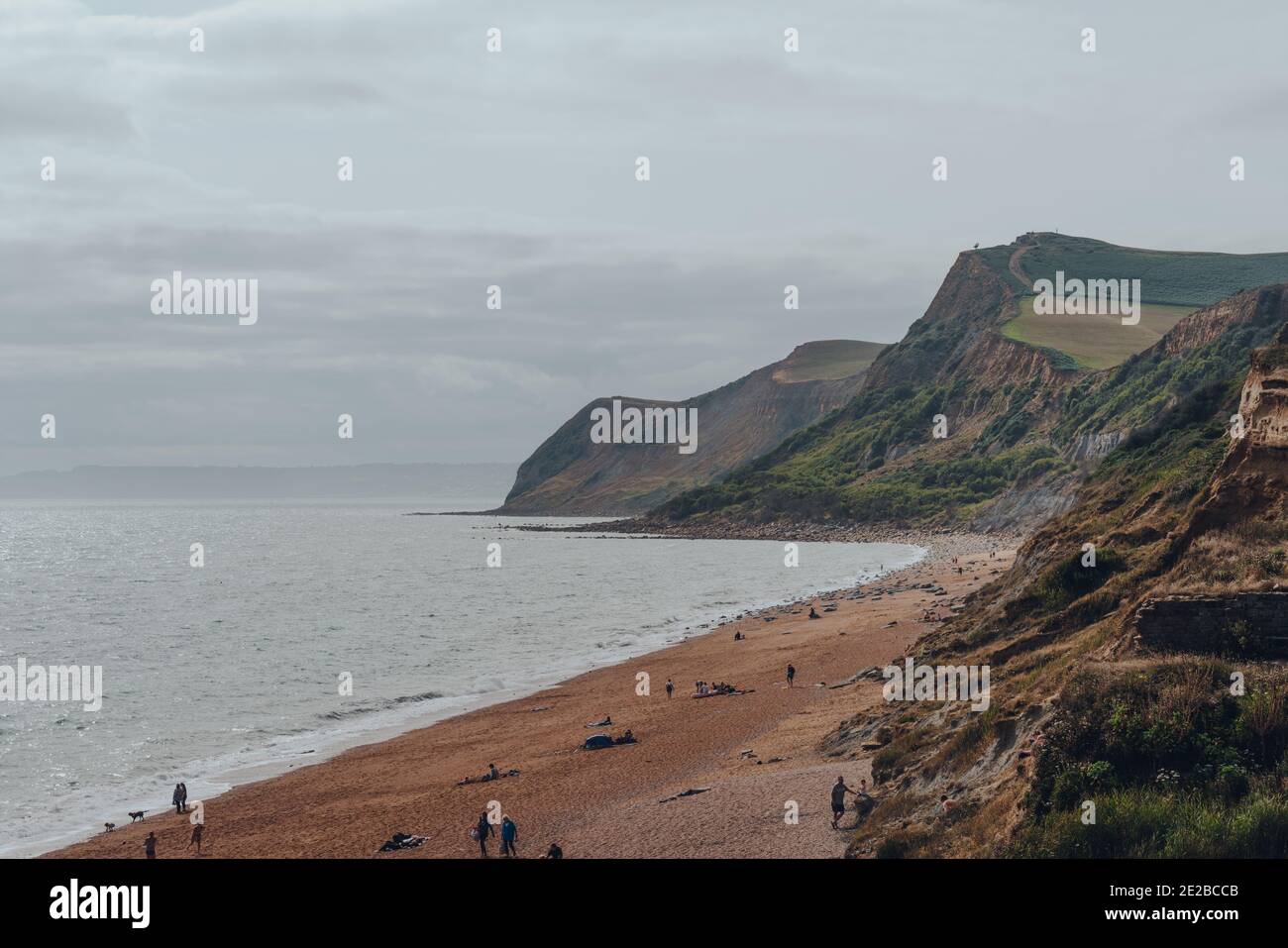 Eype Beach, UK - July 25, 2020: Scenic view of Thorncombe Beacon hill ...