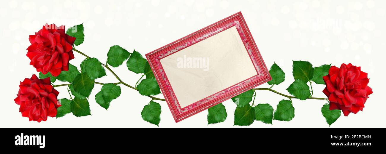 Heart frame rose flower collage hi-res stock photography and images - Alamy