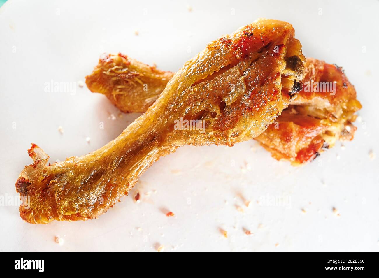 Fried chicken thigh view from above Stock Photo - Alamy
