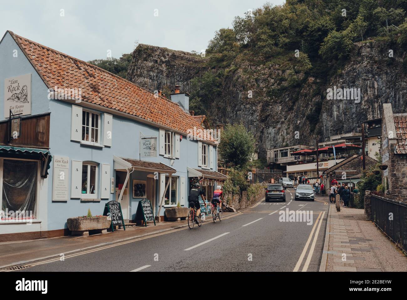Cheddar, UK - July 26, 2020: Road going through Cheddar, a village ...