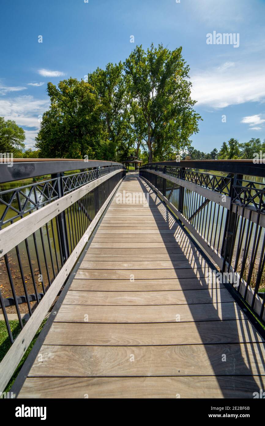 Vertical closeup of the wooden plank bridge Stock Photo - Alamy