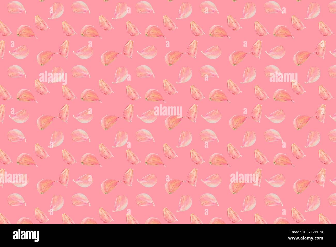 garlic cloves pattern on pastel pink color background. Minimal flat lay ...