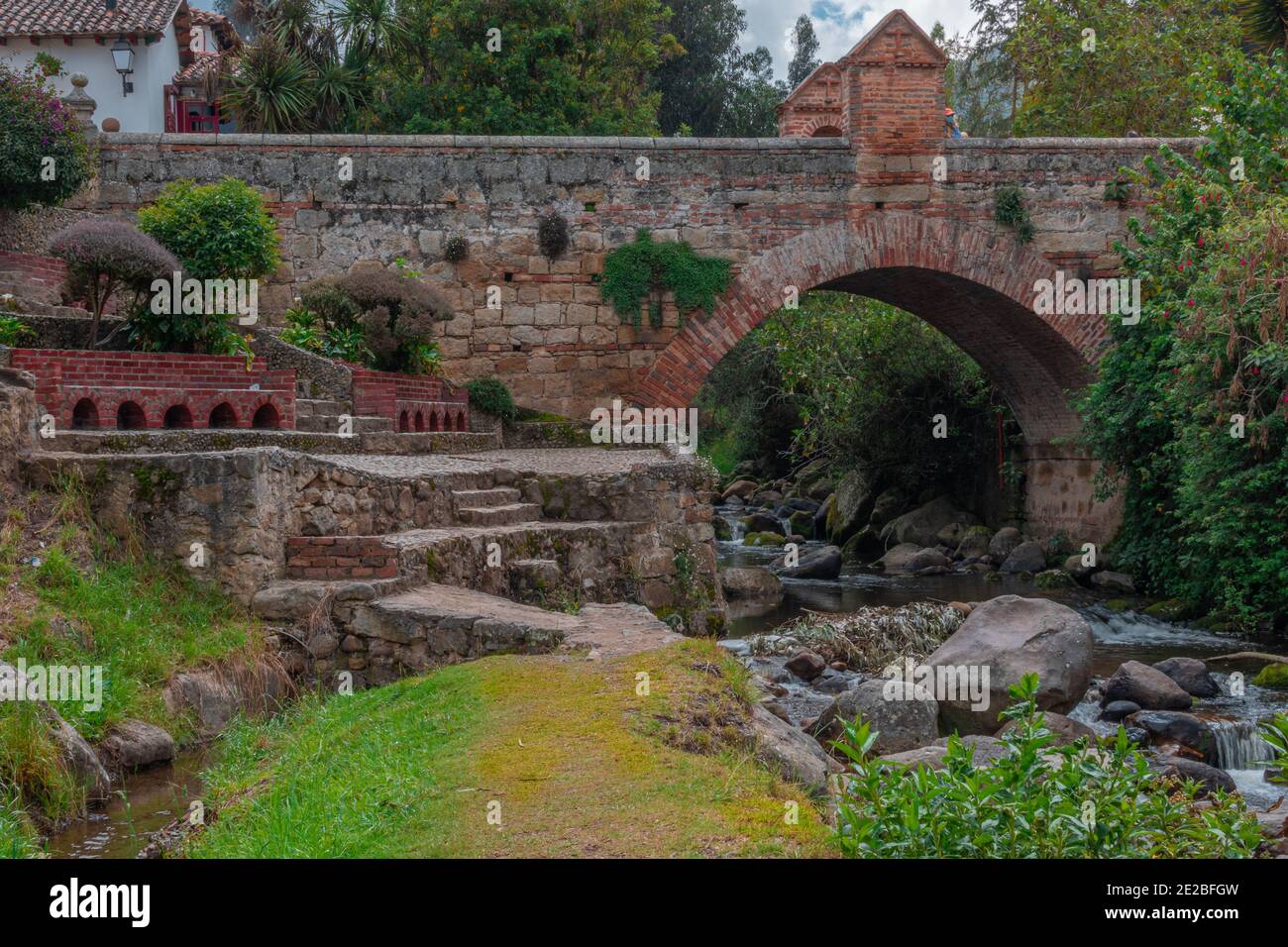 Antique brick bridge over a rocky stream Stock Photo - Alamy