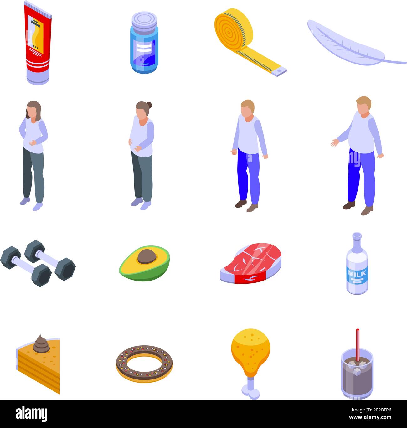 Slimming icons set. Isometric set of slimming vector icons for web ...