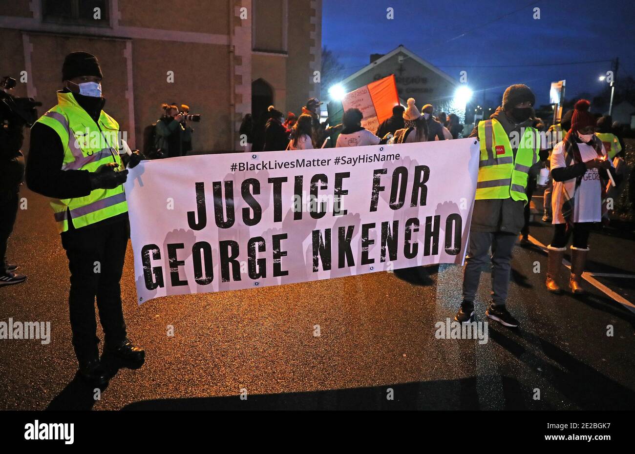 People at a vigil outside St BrigidÕs Church in Blanchardstown, Dublin ...