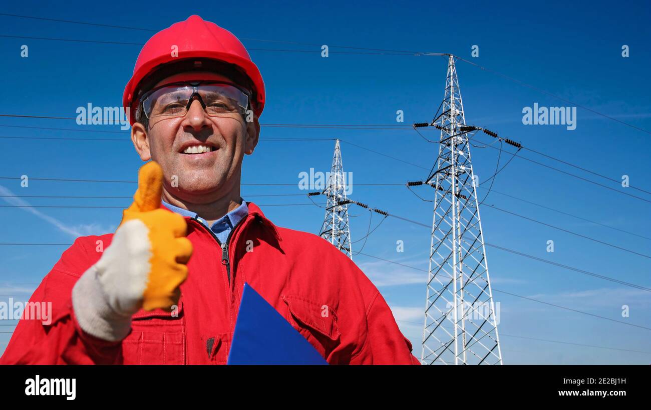 Electrician giving the thumbs up hi-res stock photography and images ...