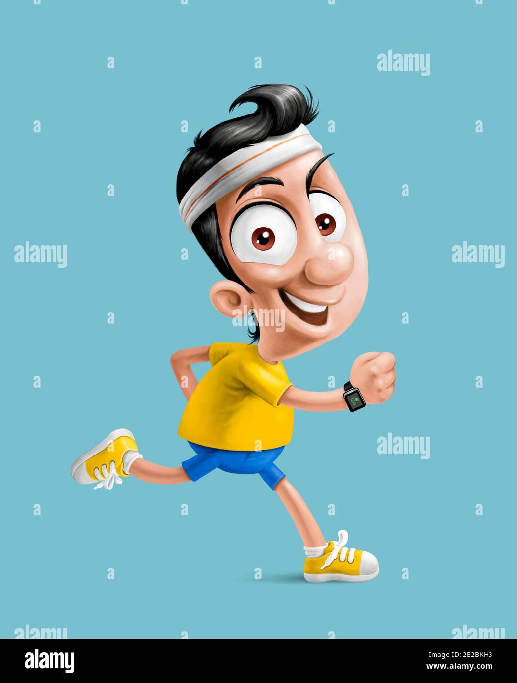 Cartoon illustration of a a man runner Stock Photo - Alamy