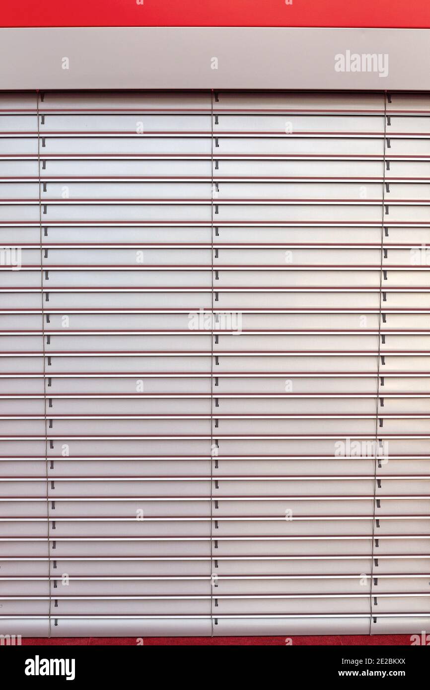 Modern Silver Aluminium Metal Blinds Build in Window Stock Photo - Alamy