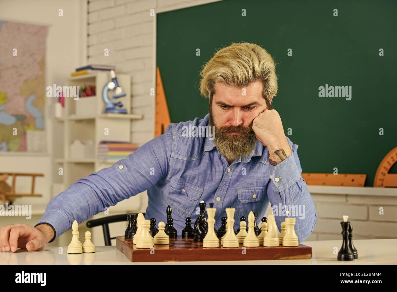 Thinking about next step. Chess is gymnasium of mind. Chess lesson ...