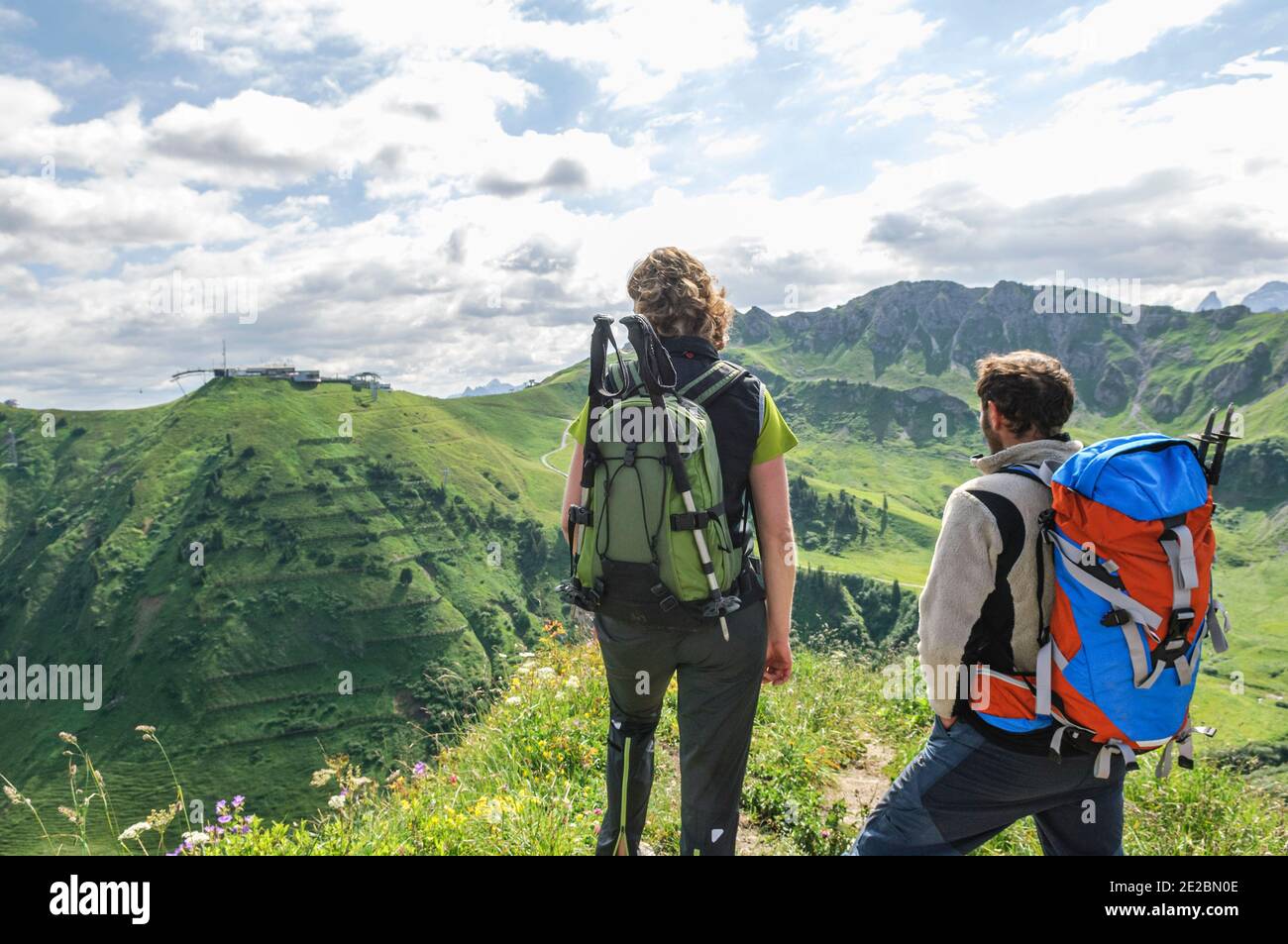 Hikers enjoying the nice alpine scenery Stock Photo - Alamy