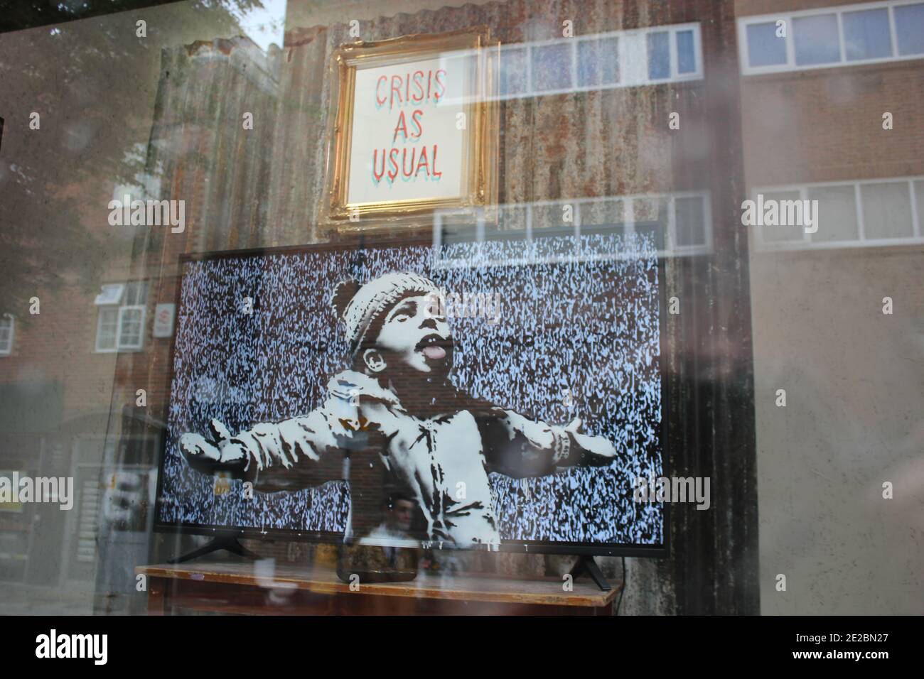 London, UK - Oct 2019: shop windows at Banksy street artist's Gross ...