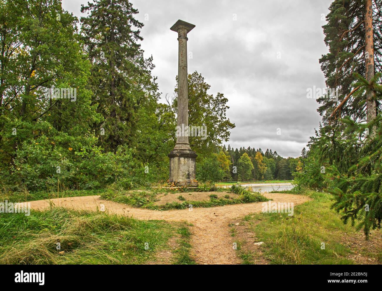 Column of Paul I and Alexander I at Column island in Monrepos park ...