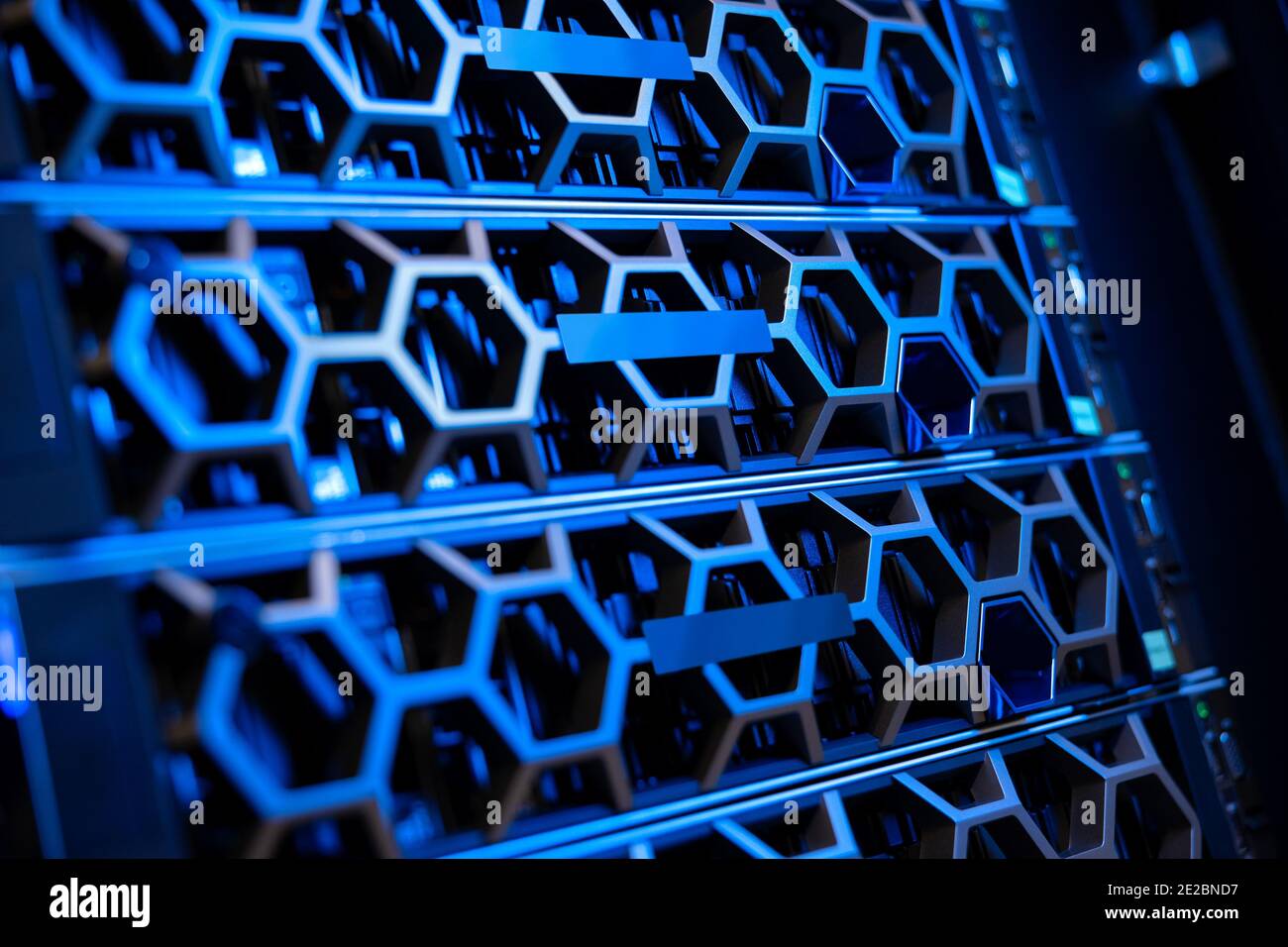 Illuminated Blue Servers In a Hyperconverged Environment In Modern ...