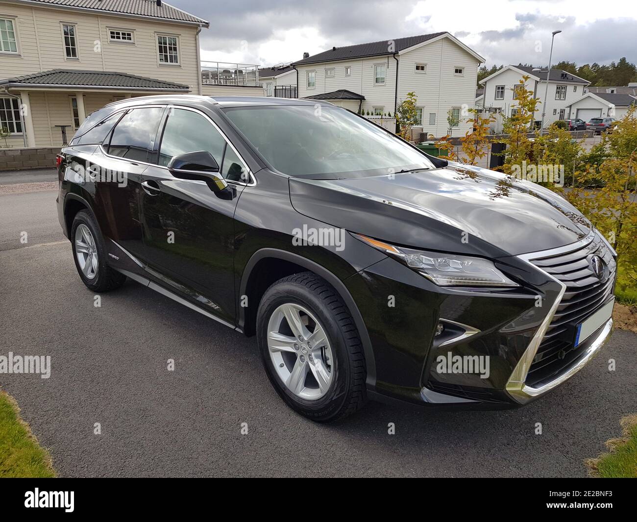 Beautiful side view of Lexus RX black car model. Uppsala. Sweden Stock ...