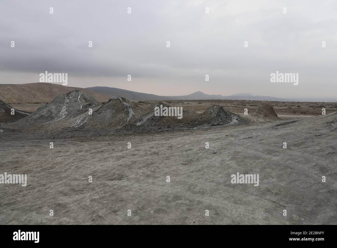 Extreme desert landscape with mud volcanoes in the Gobustan National ...