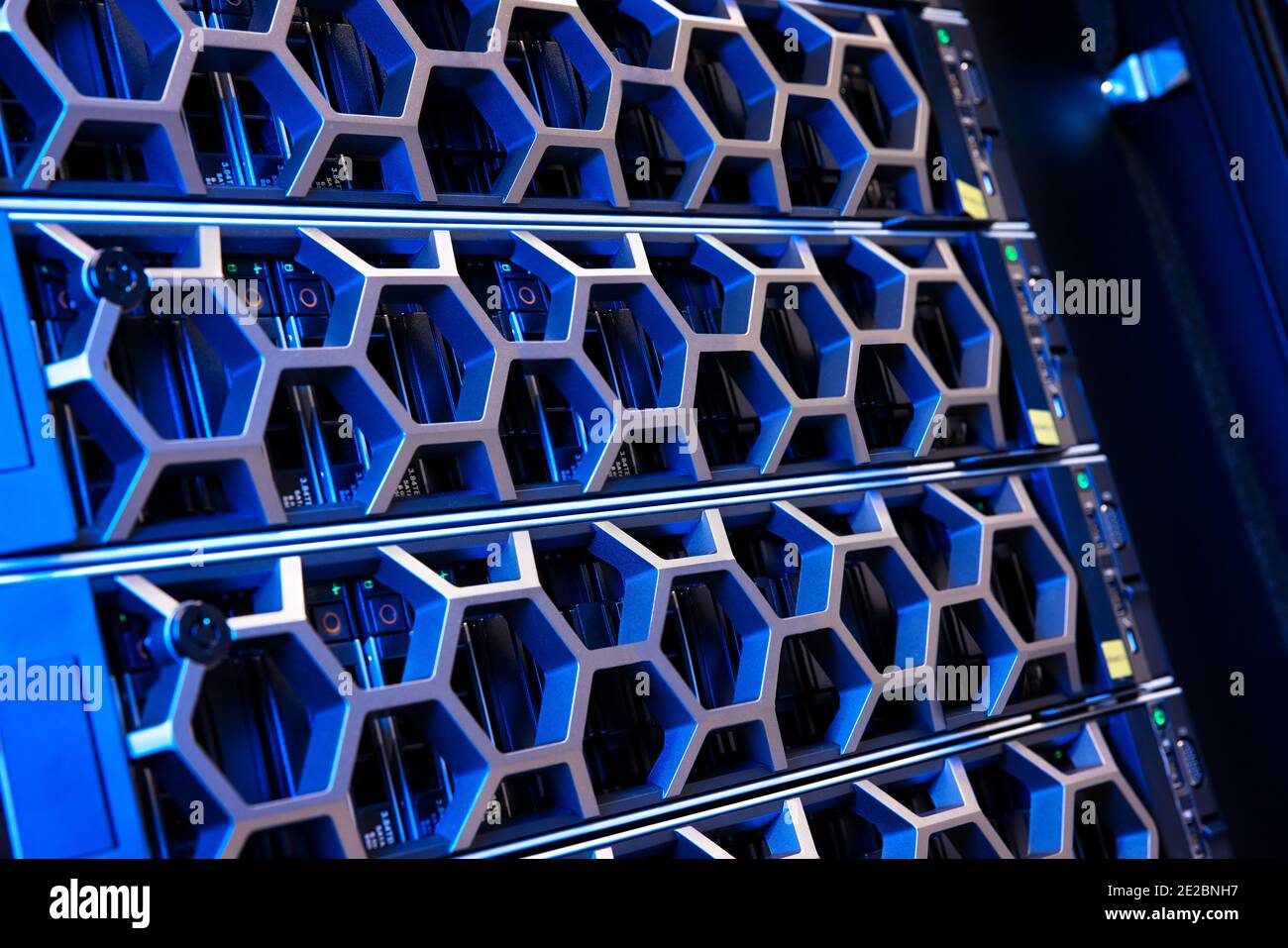 Illuminated Blue Server Hardware In Modern Datacenter Stock Photo - Alamy