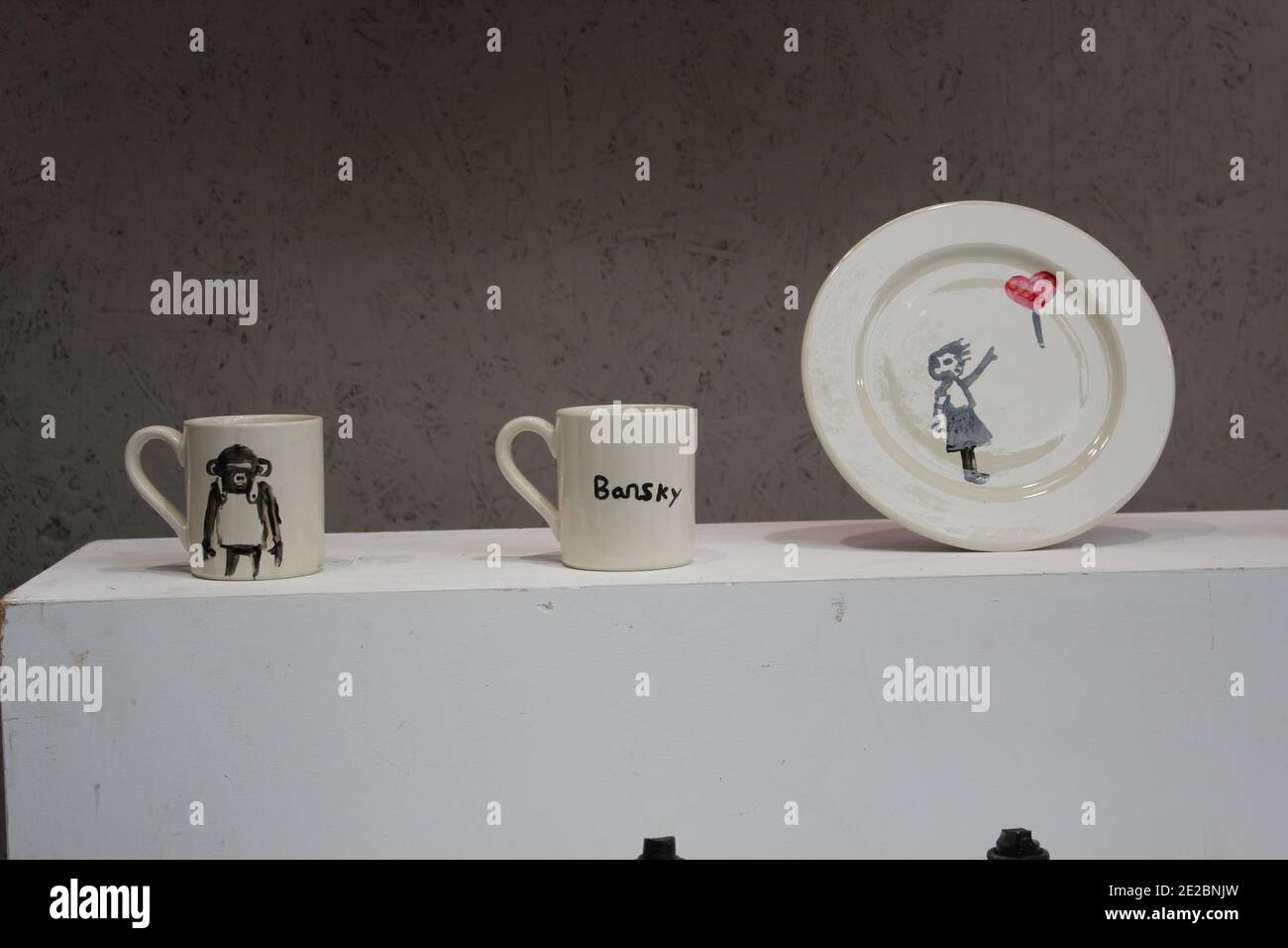 Banksy, London, UK - Oct 2019: shop windows Banksy street artist's ...