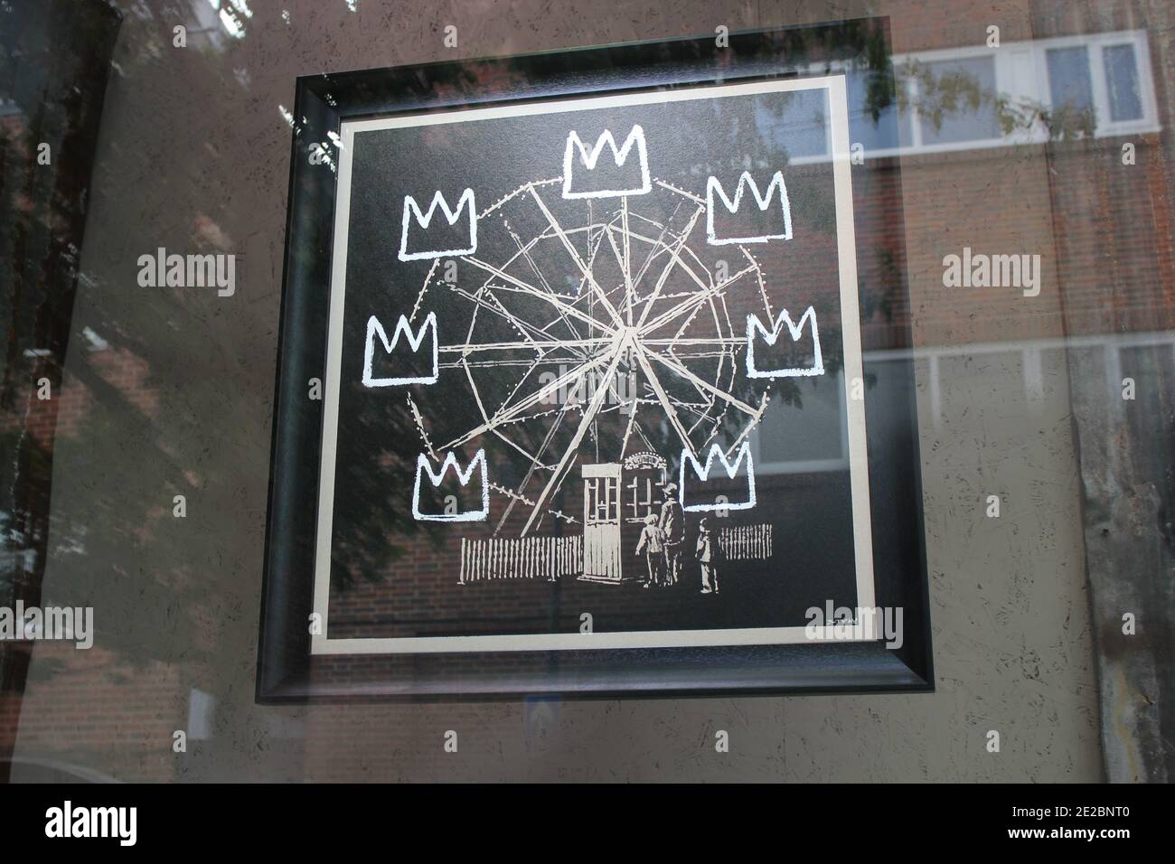 Banksy, London, UK - Oct 2019: shop windows Banksy street artist's ...