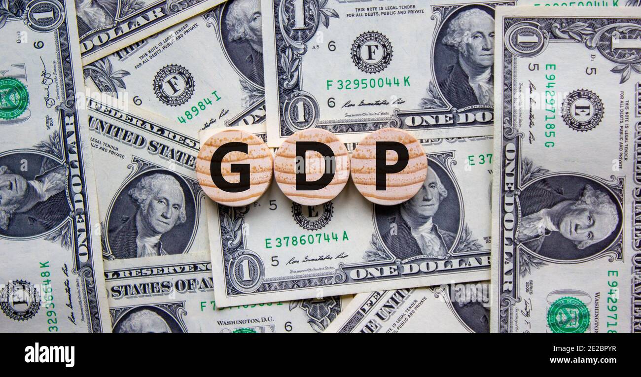GDP, gross domestic product symbol. Concept word 'GDP, gross domestic ...