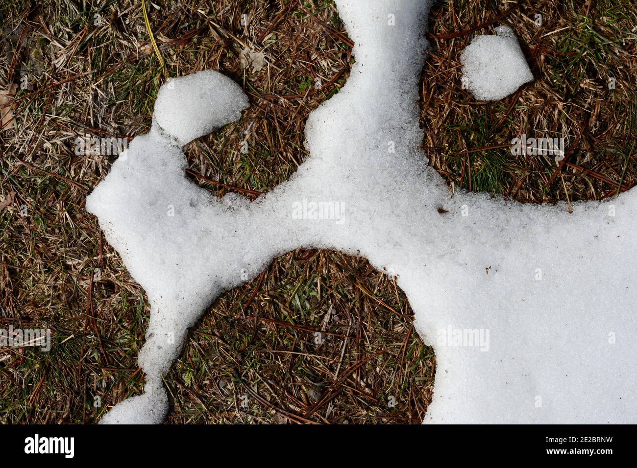 The end of winter. Snow photographed in the winter season, which ...