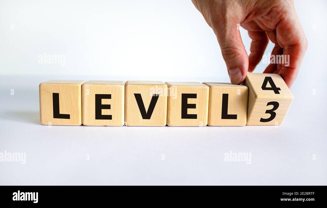 Time for Level 4. Hand turns a cube and changes words 'level 3' to ...