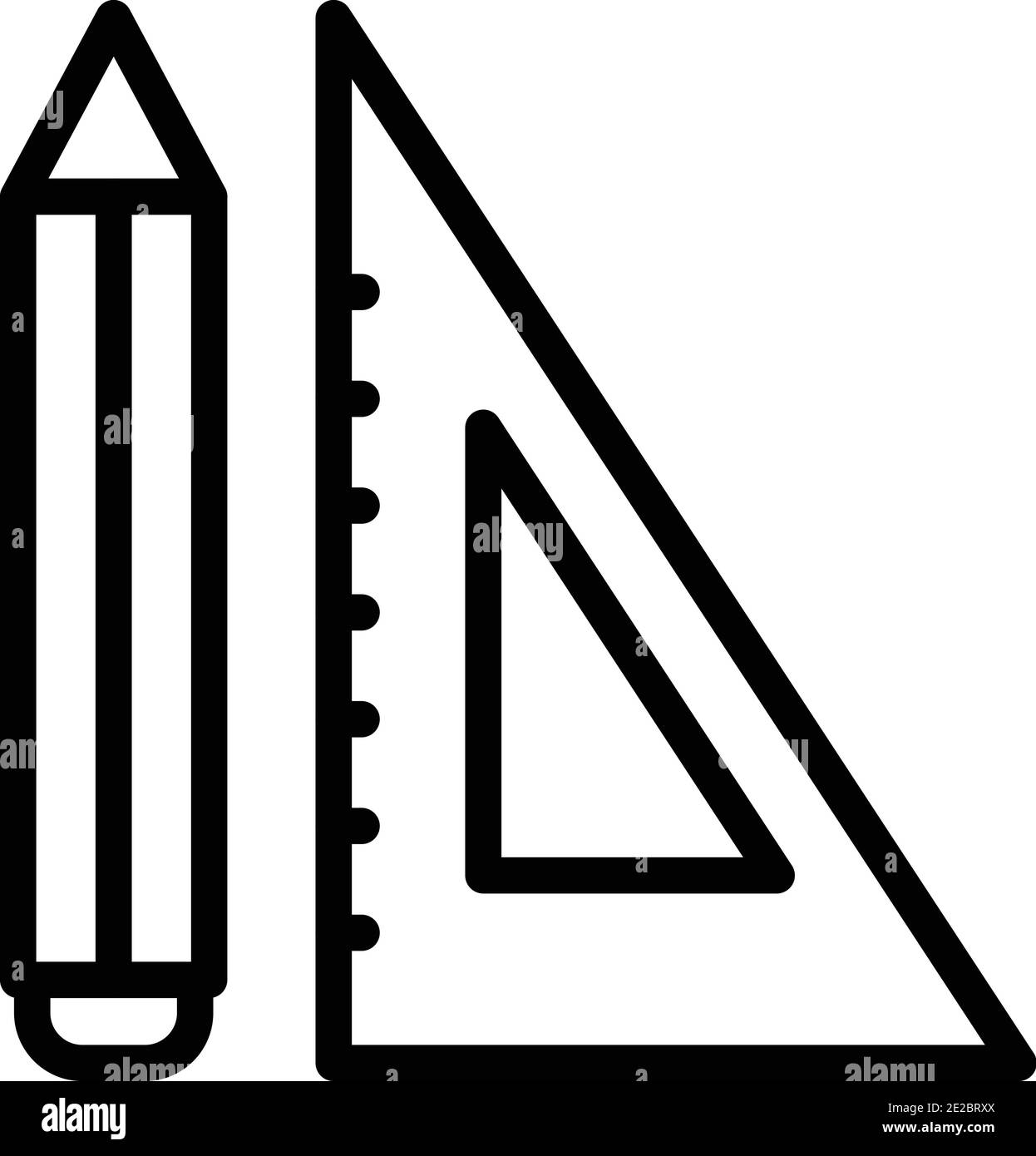School pencil, ruler icon. Outline school pencil, ruler vector icon for ...