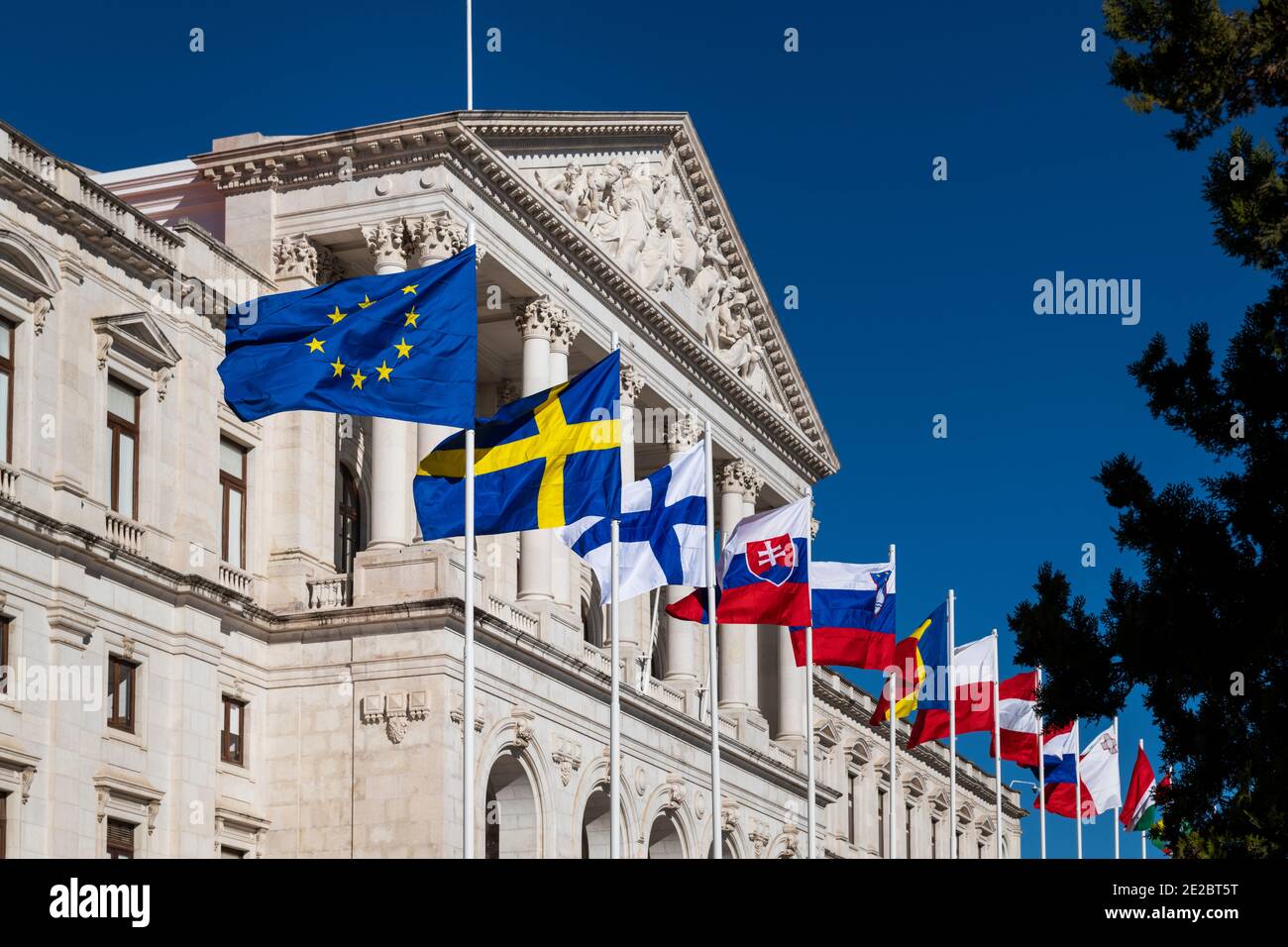 Lisbon, Portugal - January 10, 2021: Detail of the facade of the ...