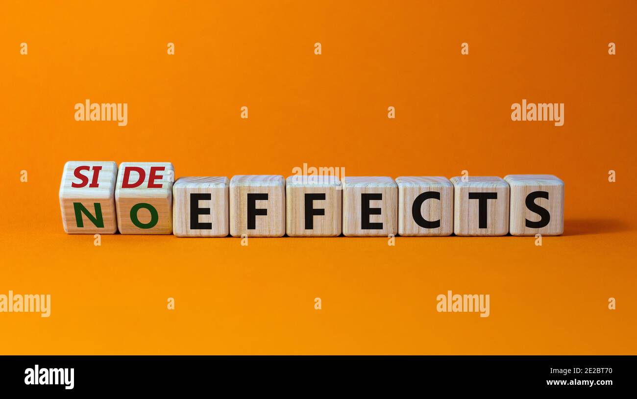 Side or no effects symbol. Turned wooden cubes and changed words 'no ...