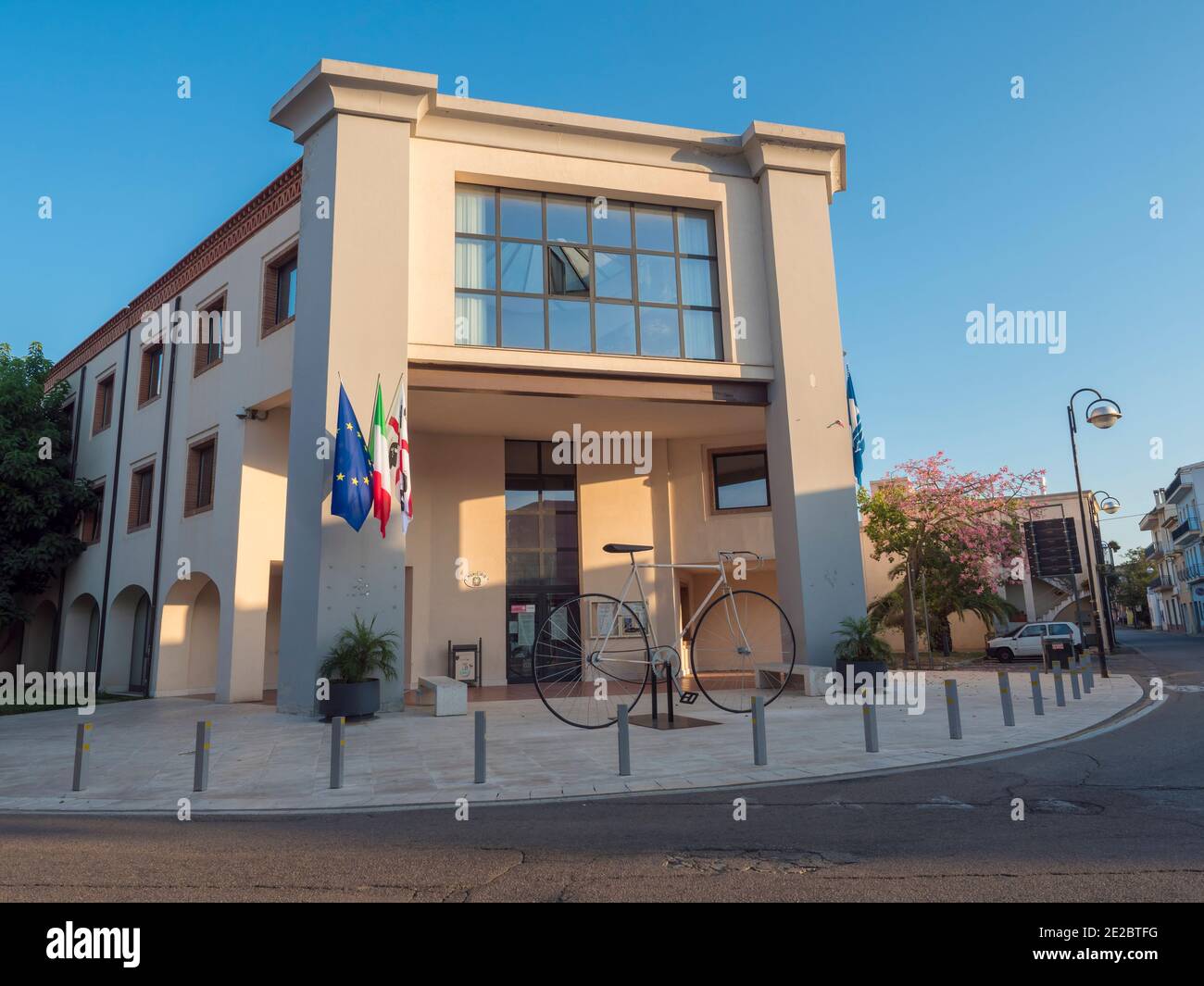 Tortoli, Sardinia, Italy, September 9, 2020: frontal view of Town hall ...