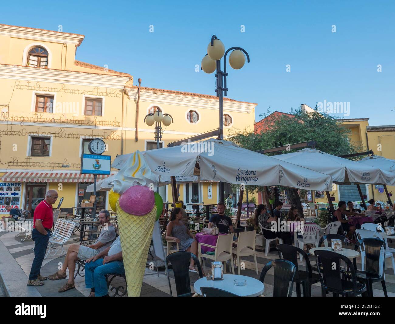 Tortoli, Sardinia, Italy, September 9, 2020: view of Piazza Roma square ...